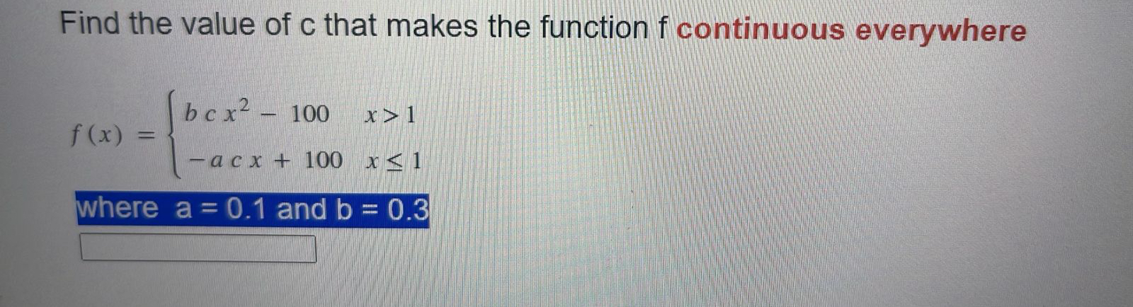 Solved Find the value of c ﻿that makes the function f | Chegg.com