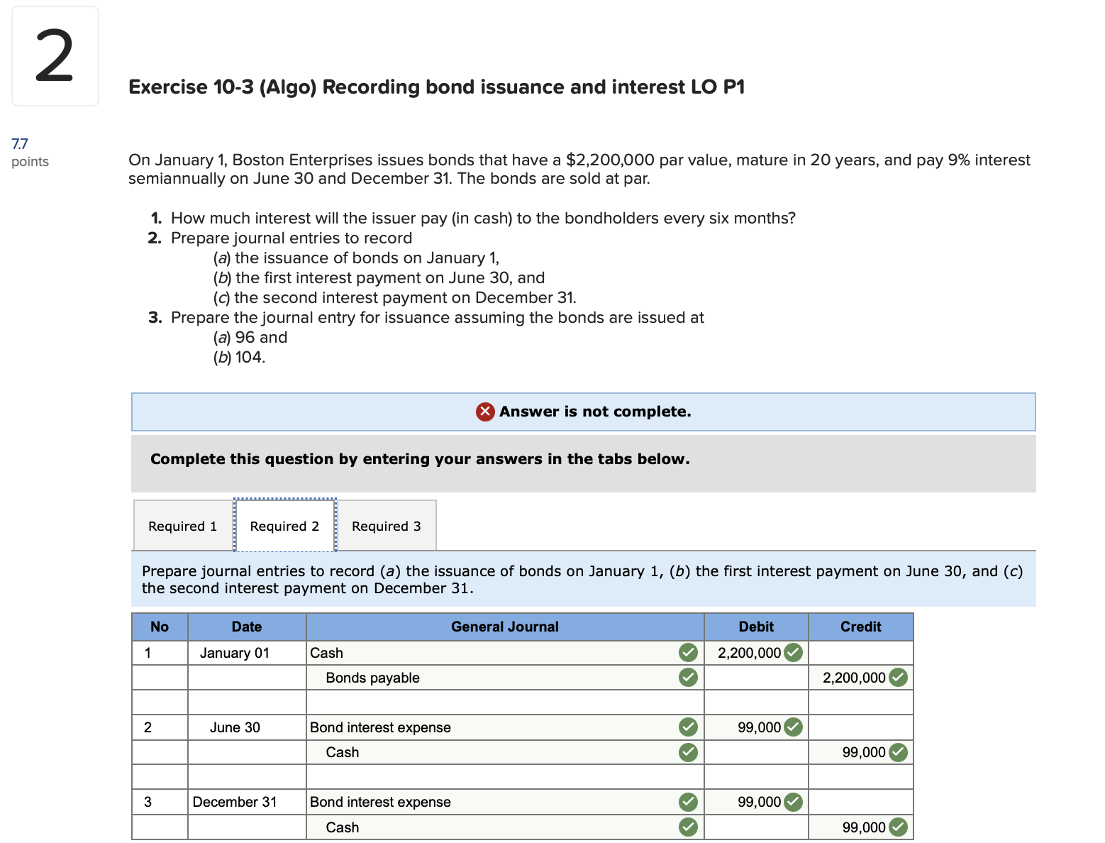Solved Exercise 10-3 (Algo) ﻿Recording bond issuance and | Chegg.com