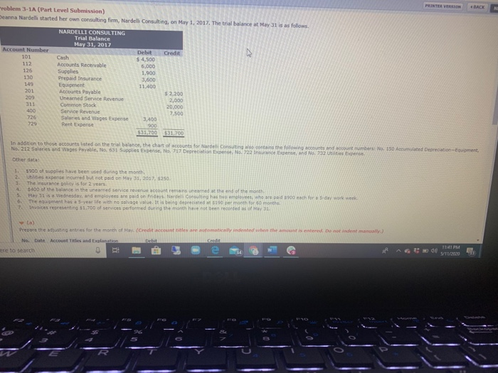 Solved DEN roblem 3-1A (Part Level Submission) Deanna | Chegg.com