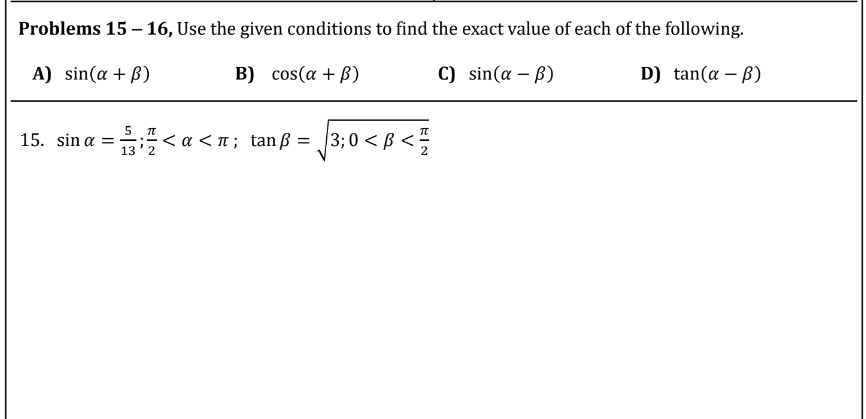 Problems 15-16, ﻿Use the given conditions to find the | Chegg.com