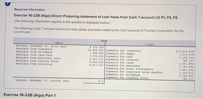 Solved Required Information Exercise 16-22B (Algo) Direct: | Chegg.com