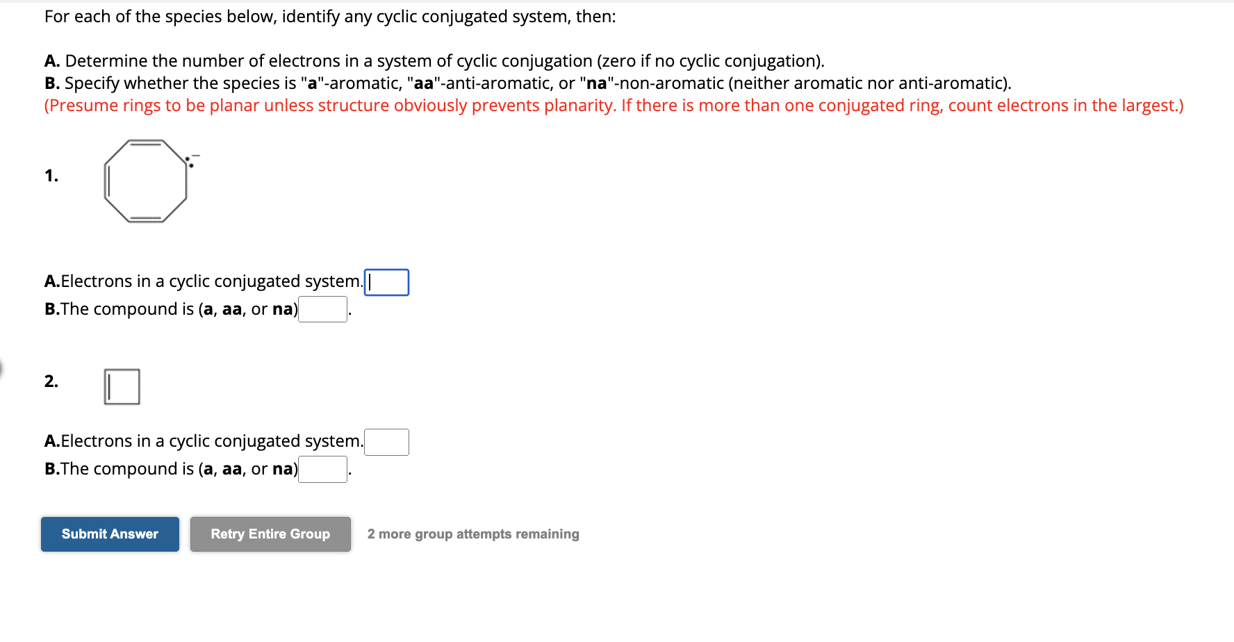 Solved For each of the species below, identify any cyclic | Chegg.com