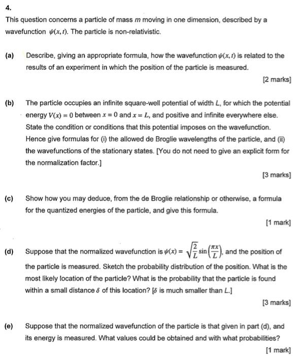 Solved 4. This question concerns a particle of mass m moving | Chegg.com