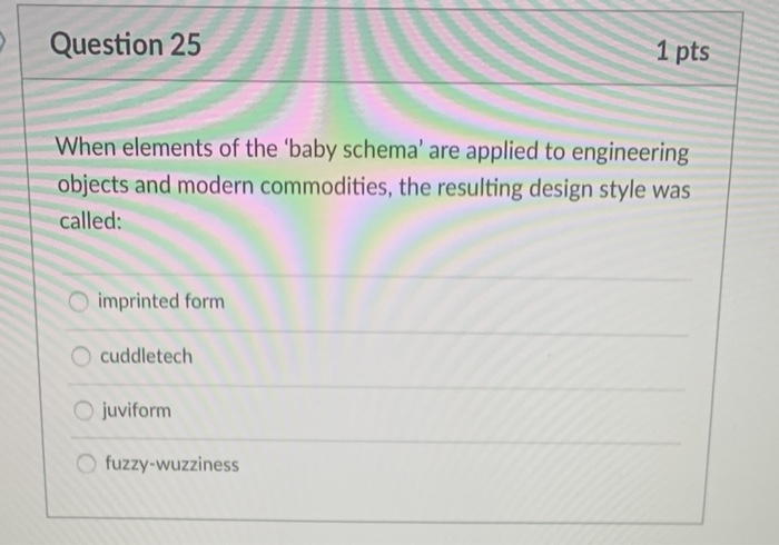 Solved Question 25 1 pts When elements of the 'baby schema' | Chegg.com