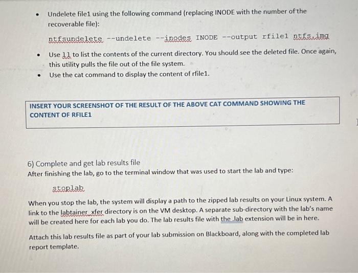 Solved sudfile deletion lab instructions and lab report | Chegg.com