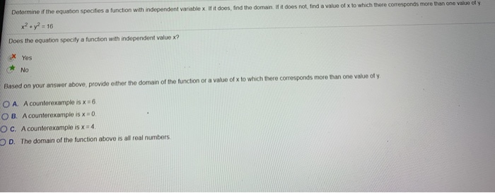 Solved Determine if the equation specifies a function with | Chegg.com