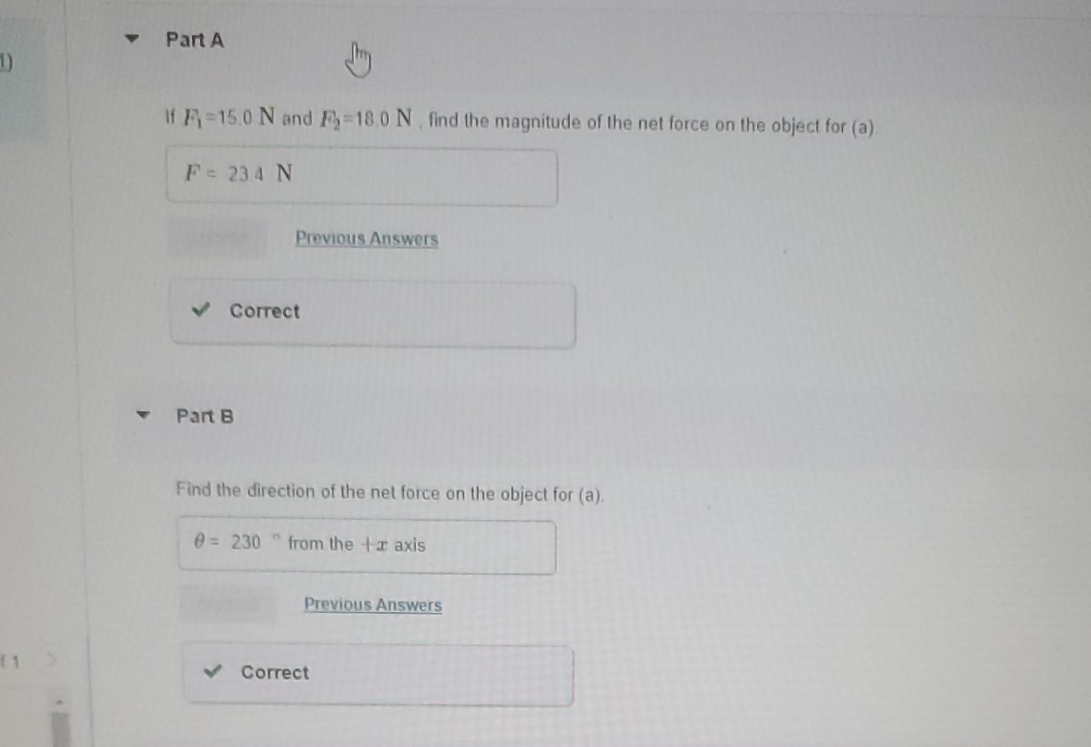 Solved The two forces F1 and F2 shown in the figure (Figure | Chegg.com