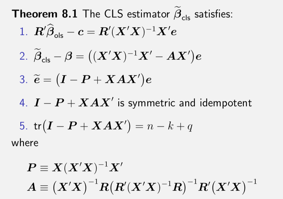 Solved Prove Theorem 8.1 ﻿The CLS estimator widetilde(β)cls | Chegg.com