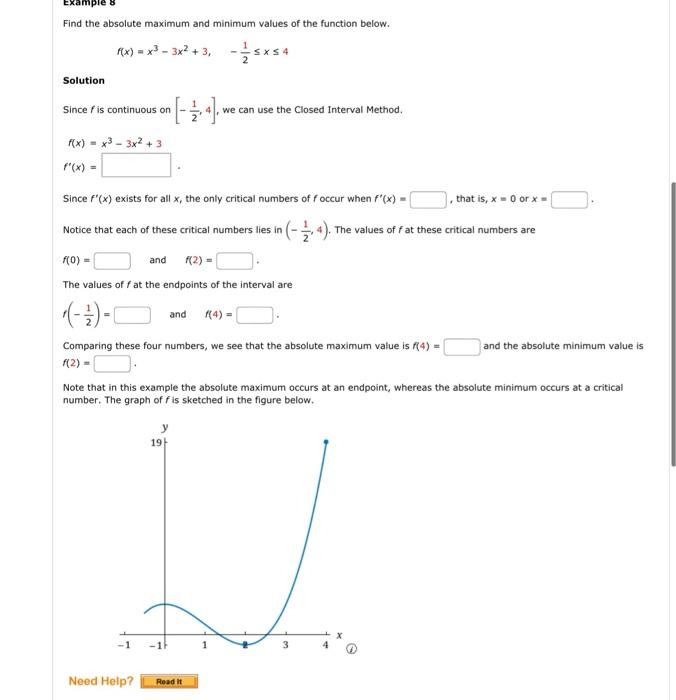 Solved Example 8 Find the absolute maximum and minimum | Chegg.com