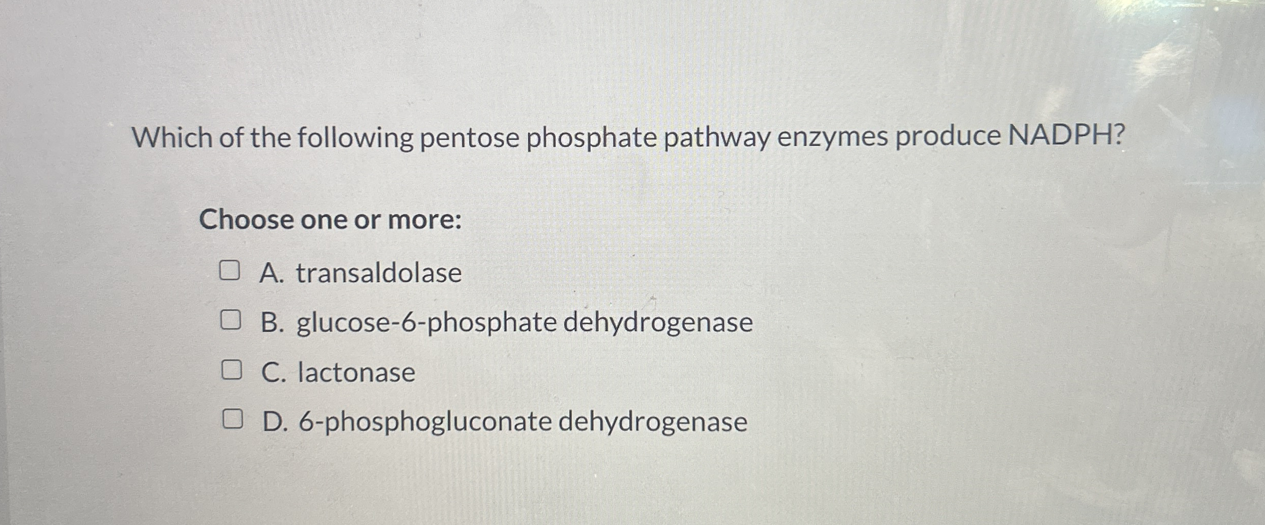 Solved Which of the following pentose phosphate pathway | Chegg.com