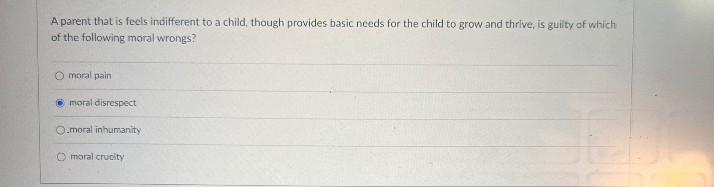 Solved A parent that is feels indifferent to a child, though | Chegg.com