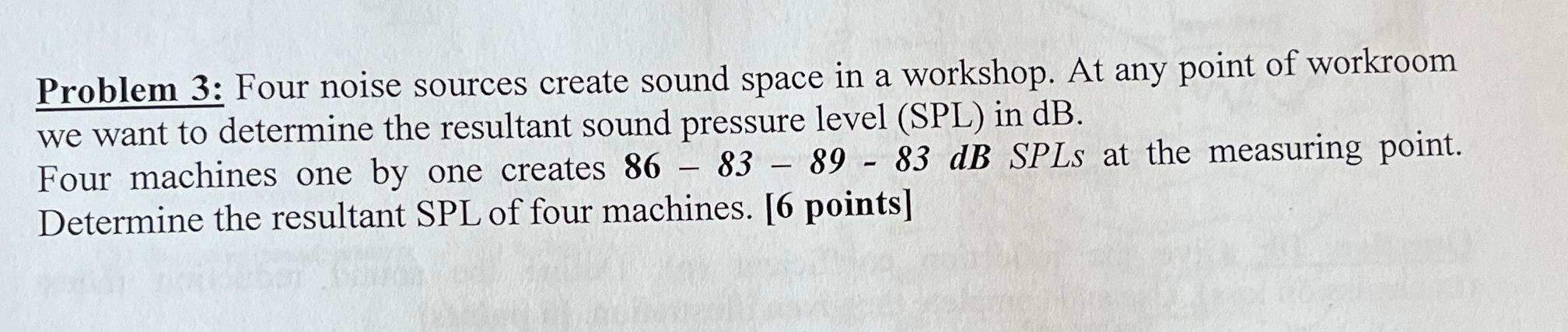 Solved Problem 3: Four noise sources create sound space in a | Chegg.com