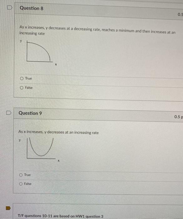 Solved Question 8 0.5 As x increases, y decreases at a | Chegg.com