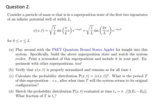 Solved Consider a particle of mass m that is in a | Chegg.com
