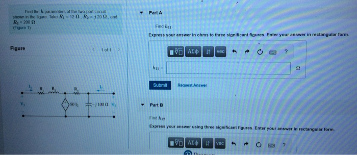 Solved Part A Find the h parameters of the two port circuit | Chegg.com