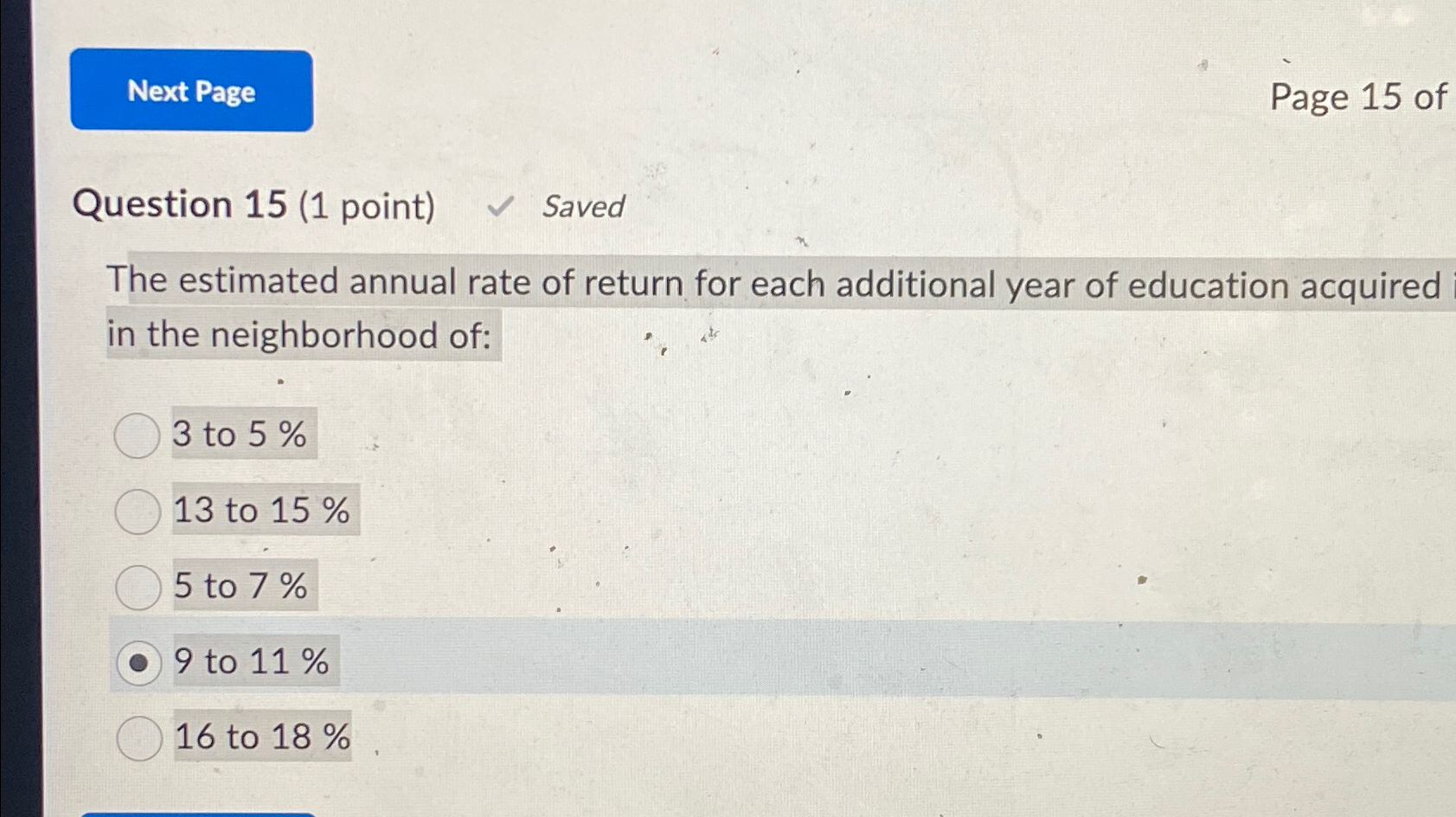 Solved Page 15 ﻿ofQuestion 15 (1 ﻿point) ﻿SavedThe | Chegg.com