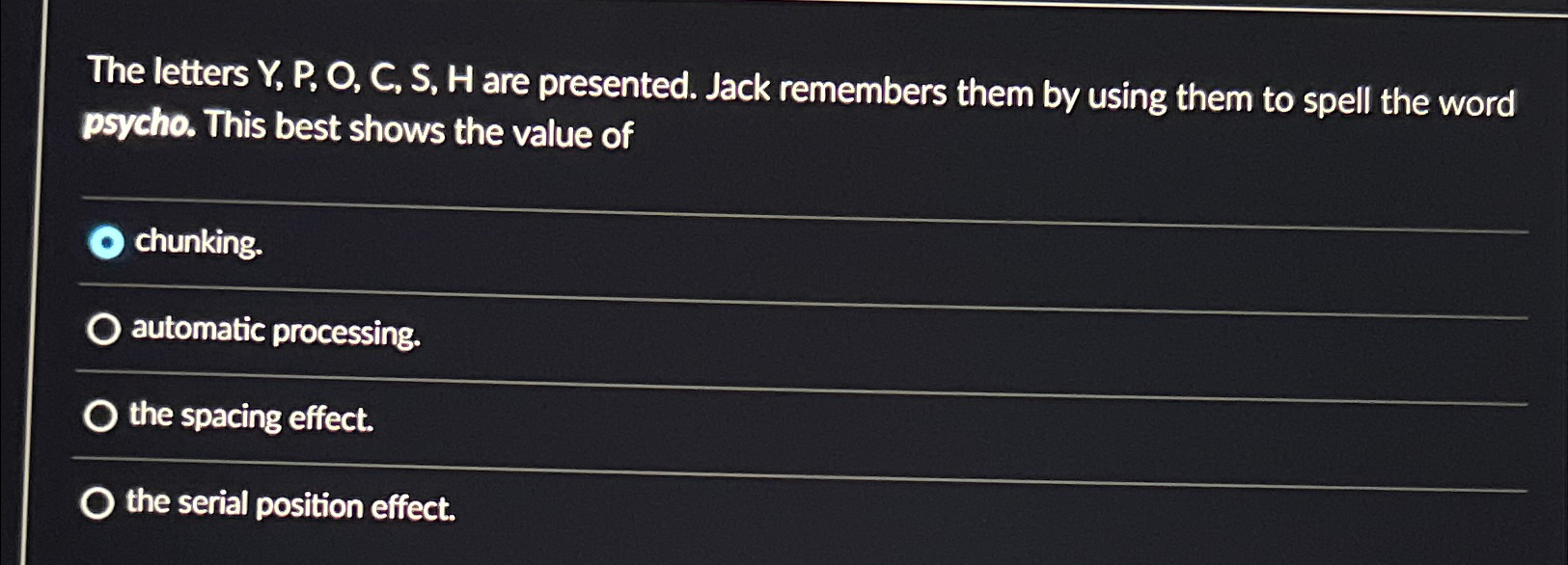 Solved The letters Y, ﻿P, ﻿O, ﻿C, ﻿S, ﻿H are presented. Jack | Chegg.com