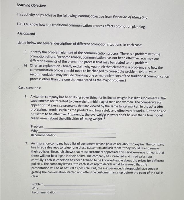 Learning Objective This activity helps achieve the | Chegg.com