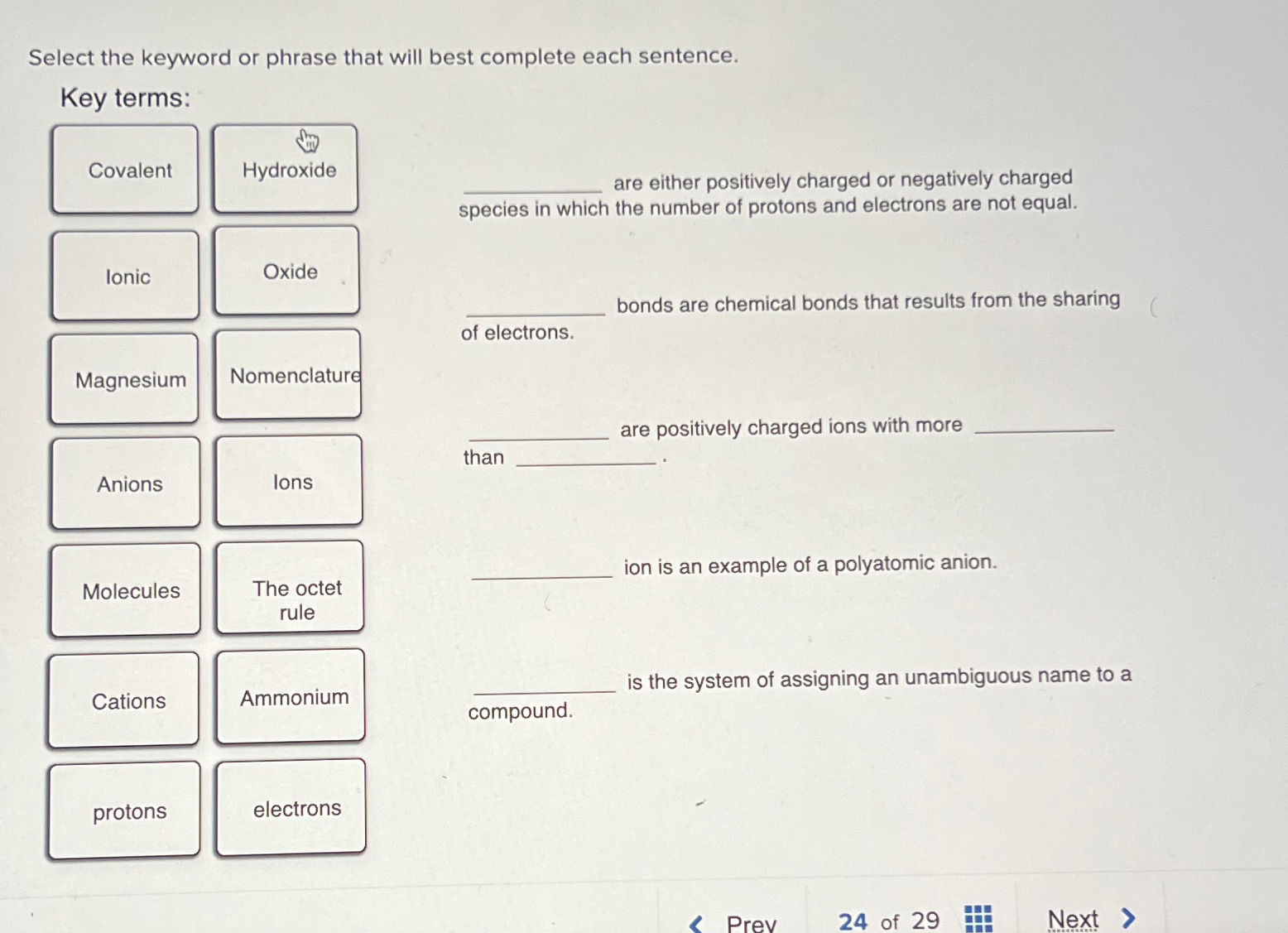 Solved Select the keyword or phrase that will best complete | Chegg.com