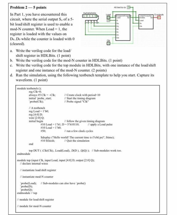 Solved Write the verilog code for the load/ shift register | Chegg.com