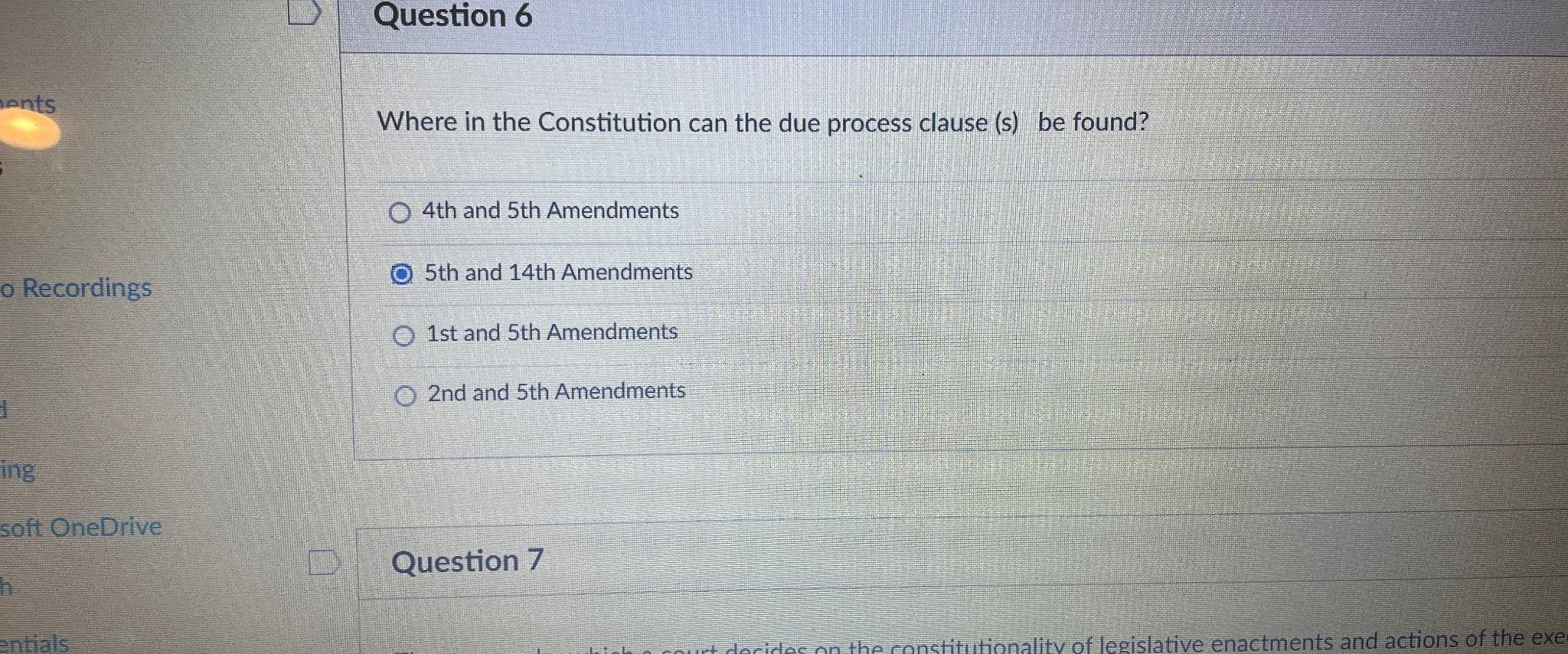 Solved Question 6Where in the Constitution can the due | Chegg.com