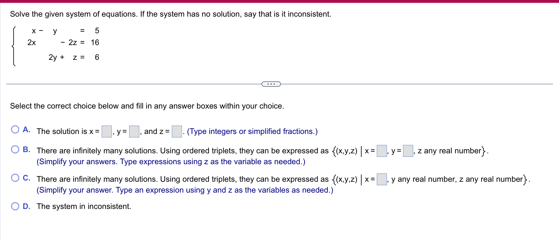 Solved Solve the given system of equations. If the system | Chegg.com