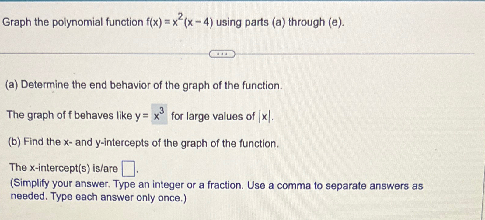 Solved Graph the polynomial function f(x)=x2(x-4) ﻿using | Chegg.com