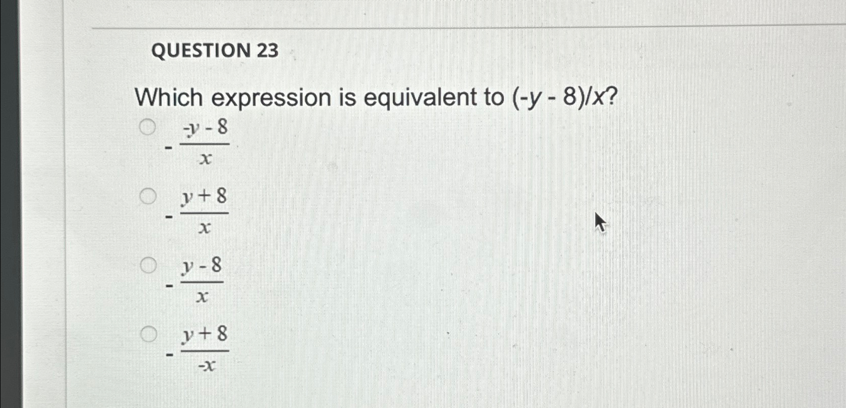 Solved QUESTION 23Which expression is equivalent to | Chegg.com