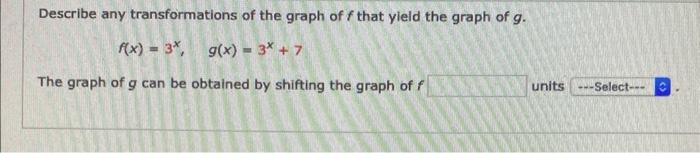 Solved Describe any transformations of the graph of \( f \) | Chegg.com