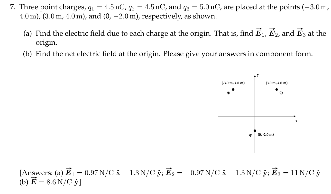 Solved Three point charges, q1=4.5nC,q2=4.5nC, ﻿and | Chegg.com