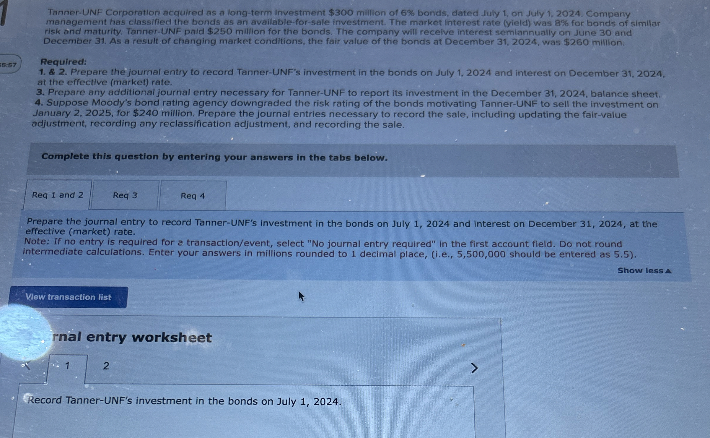 Solved Tanner-UNF Corporation acquired as a long-term | Chegg.com