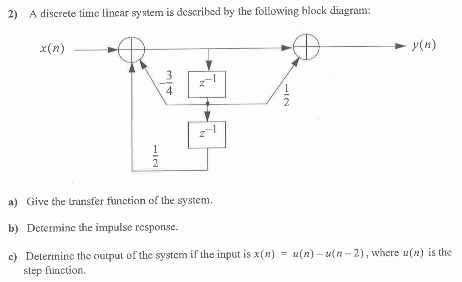 A discrete time linear system is described by the | Chegg.com