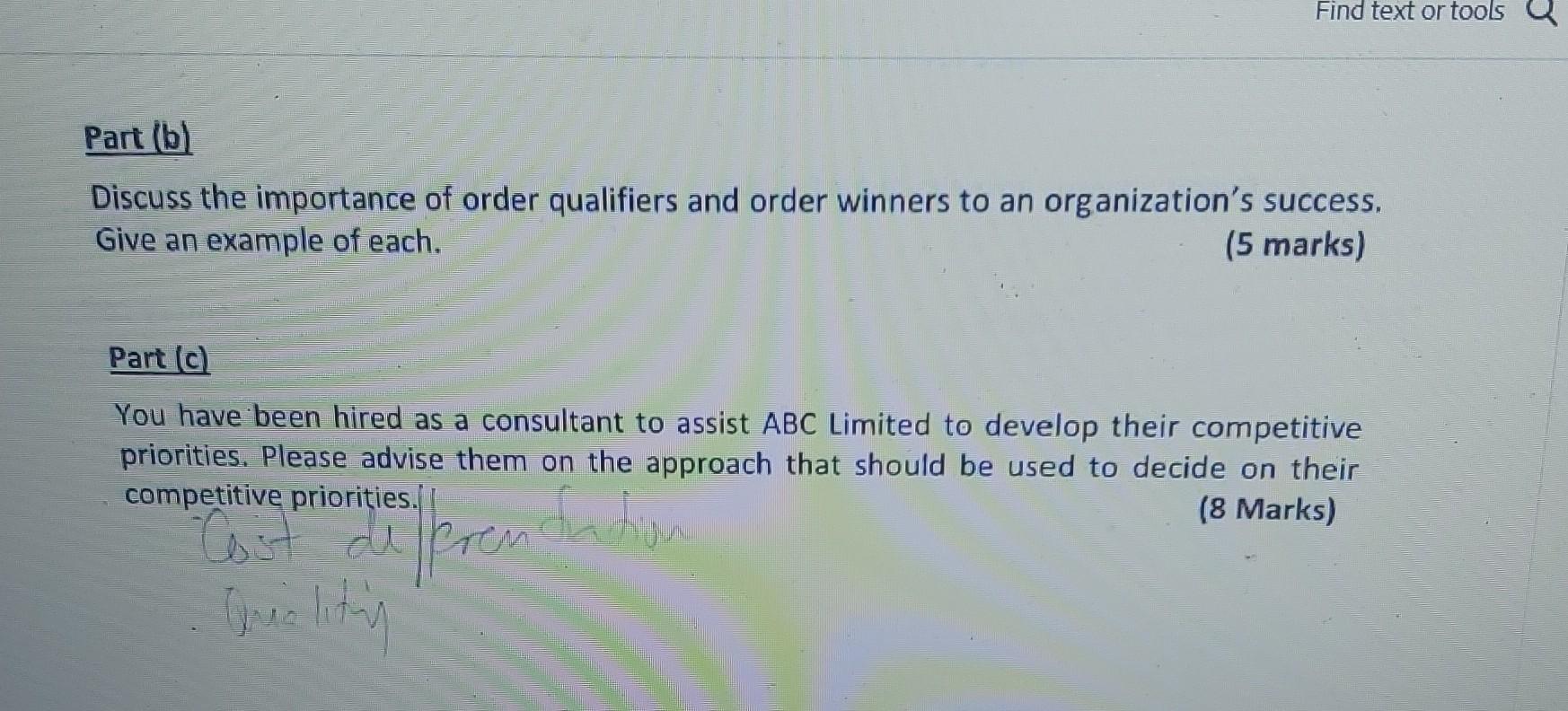 Solved Part (b) Discuss the importance of order qualifiers | Chegg.com