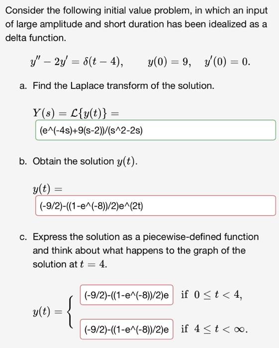 Solved Consider the following initial value problem, in | Chegg.com