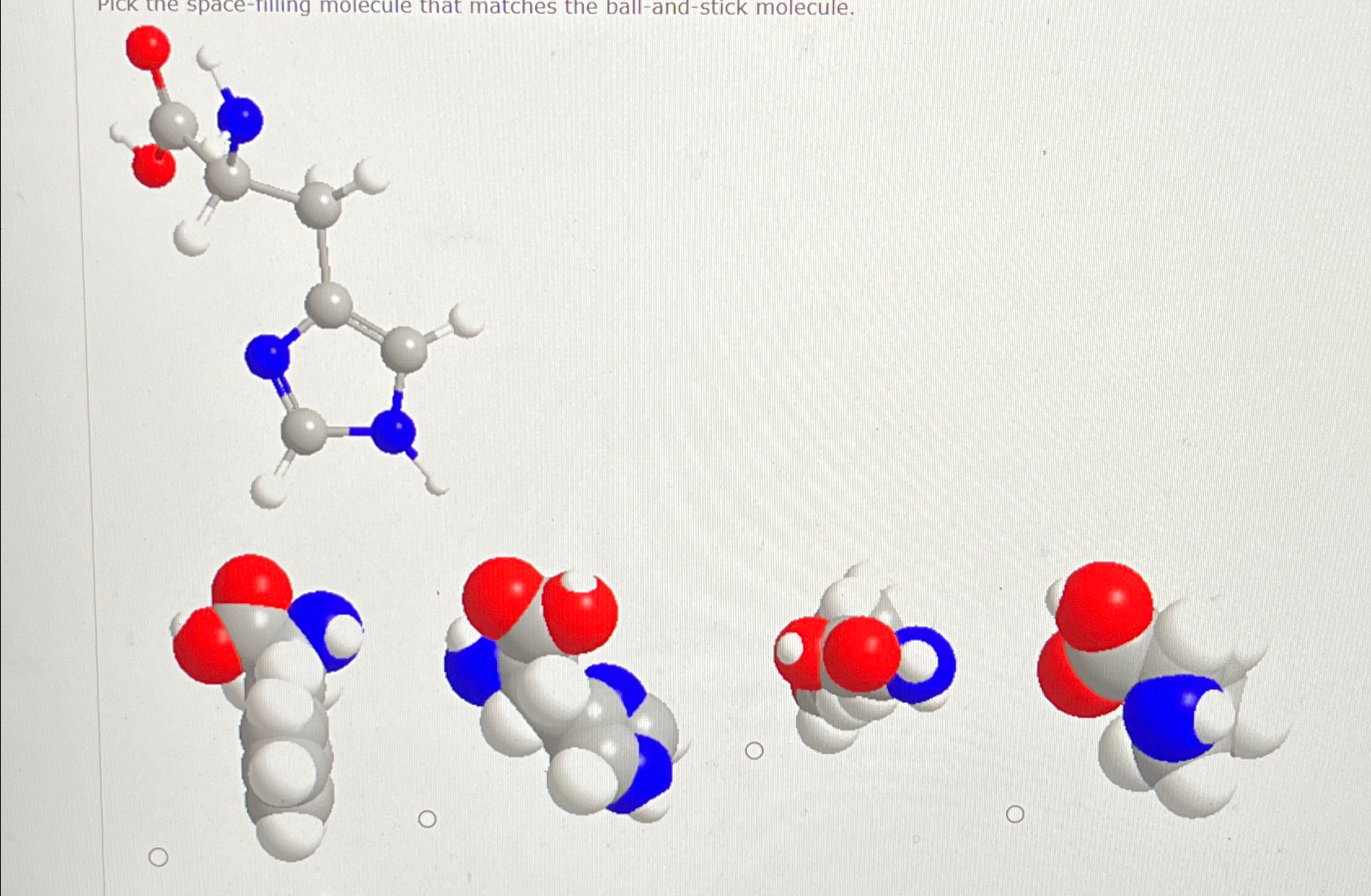 Solved Pick the space-filling molecule that matches the ball | Chegg.com