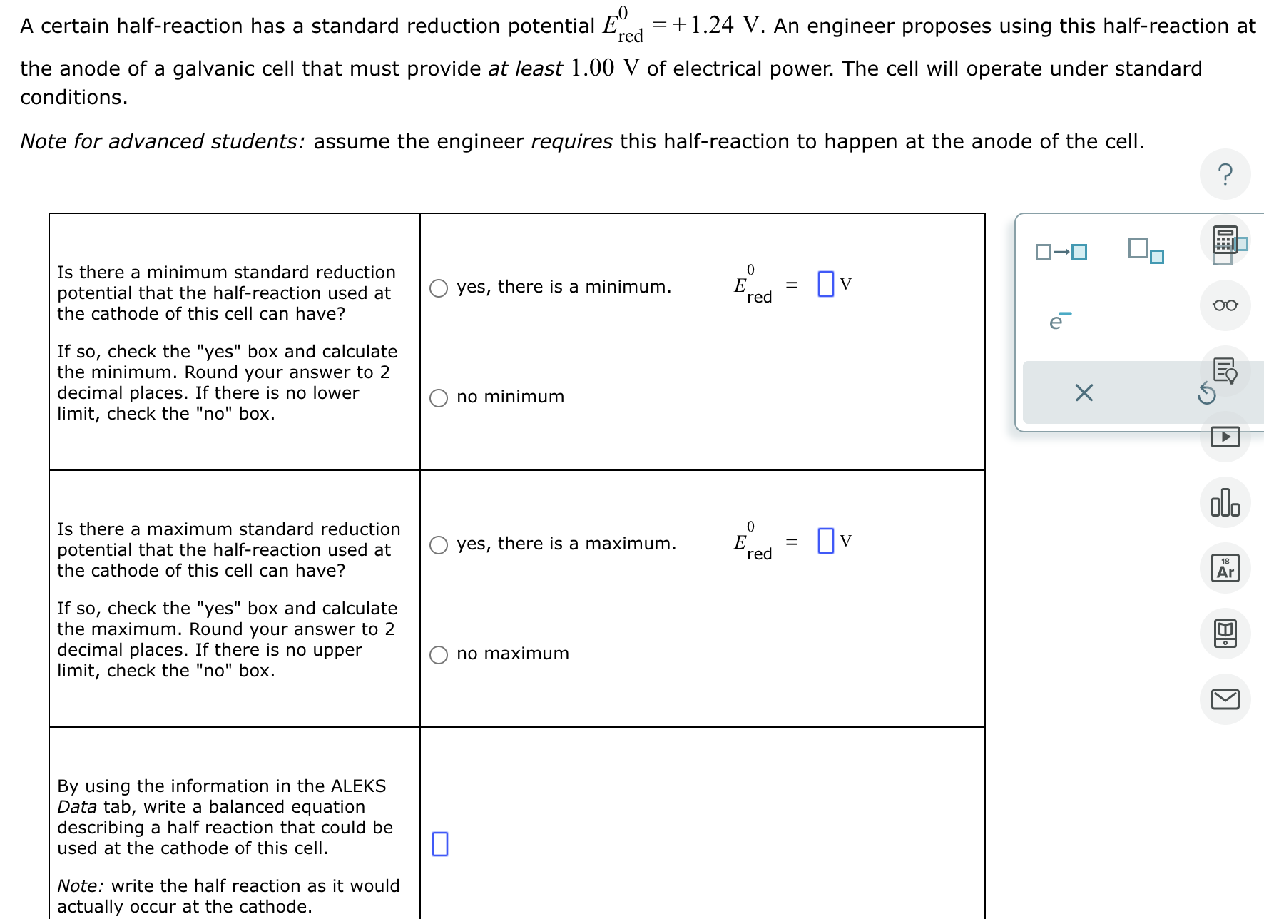 Solved A certain half-reaction has a standard reduction | Chegg.com