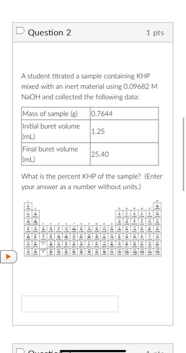 Solved A student titrated a sample containing KHP mixed with | Chegg.com