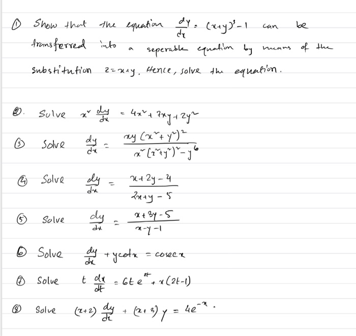 Solved o show that the equation dy (ny) -1 can be | Chegg.com