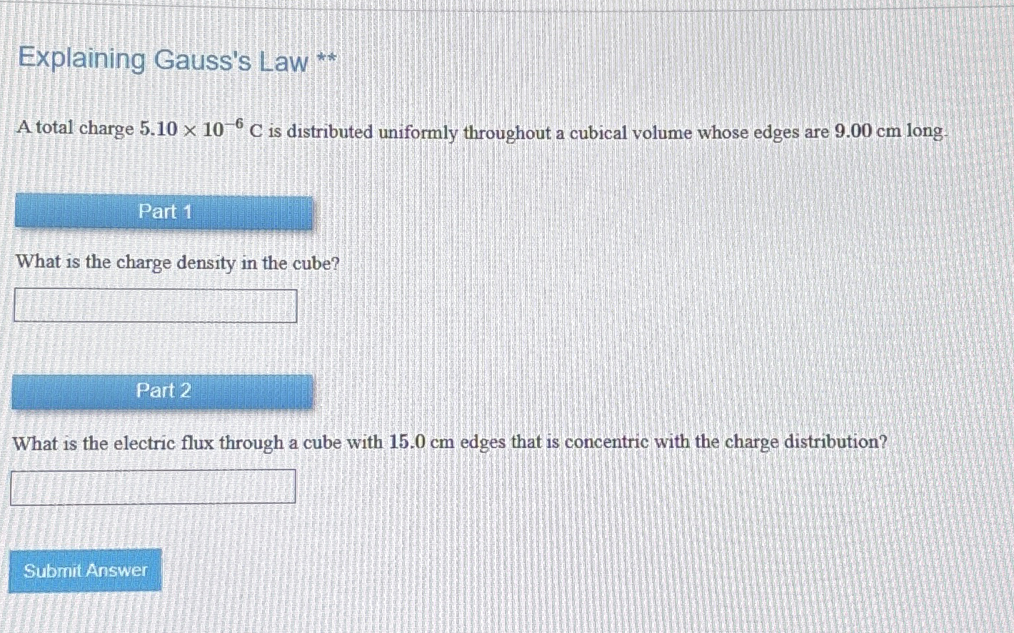 Solved Explaining Gauss's Law**A total charge 5.10×10-6C ﻿is | Chegg.com