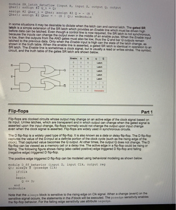 Solved 1. (7 points) Implement a D flip-flop with | Chegg.com