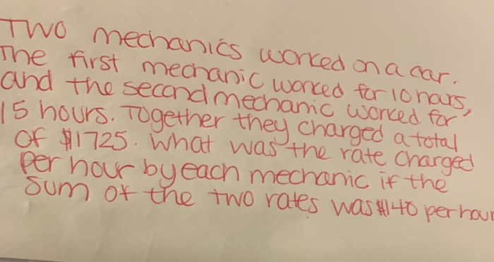 Solved Two mechanics worked on a car. The first mechanic | Chegg.com