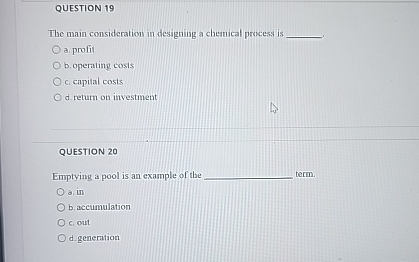 Solved QUESTION 19The main consideration in desjgnisg a | Chegg.com