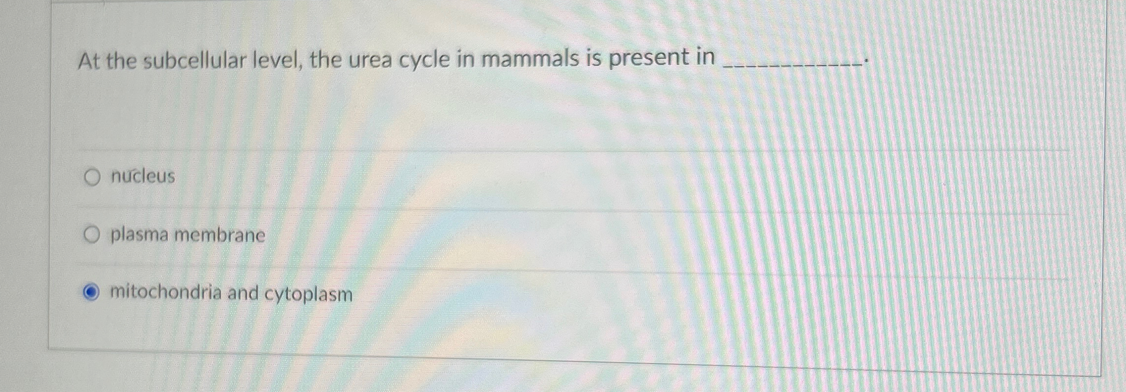 Solved At the subcellular level, the urea cycle in mammals | Chegg.com