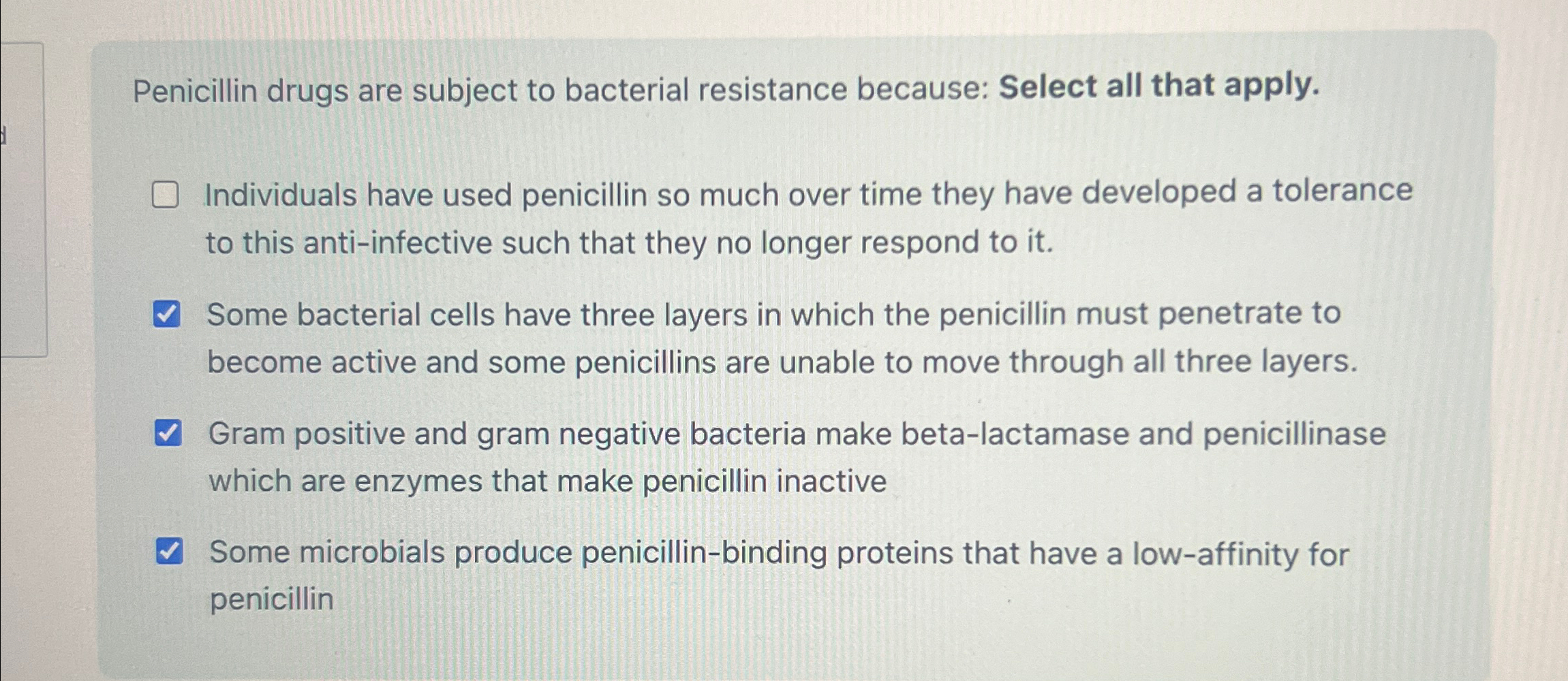 Solved Penicillin drugs are subject to bacterial resistance | Chegg.com