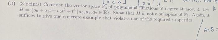 Solved (3) (3 points) Consider the vector space P3 of | Chegg.com
