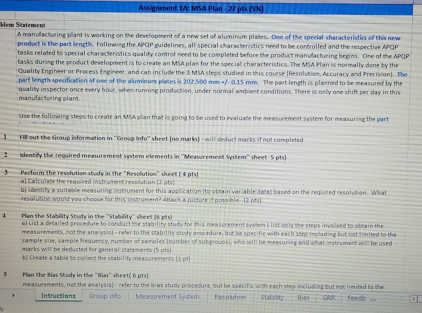 Solved Assignment 1A: MSA Plan -27 pts (596) blem Statement | Chegg.com