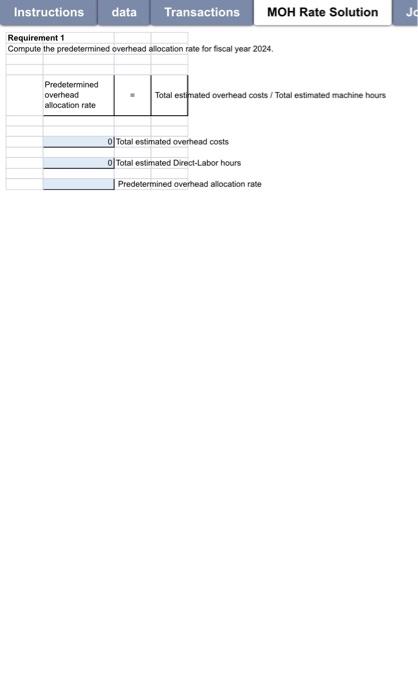 ول Instructions data Transactions MOH Rate Solution | Chegg.com