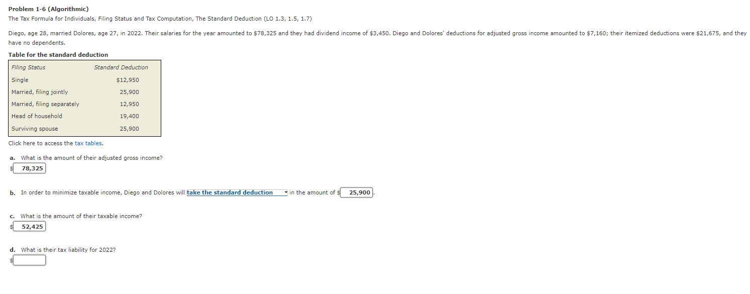 Solved Problem 1-6 (Algorithmic)The Tax Formula for | Chegg.com