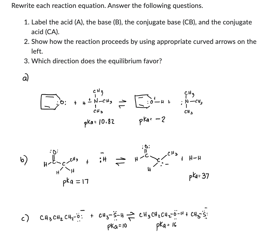 Solved Rewrite each reaction equation. Answer the following | Chegg.com