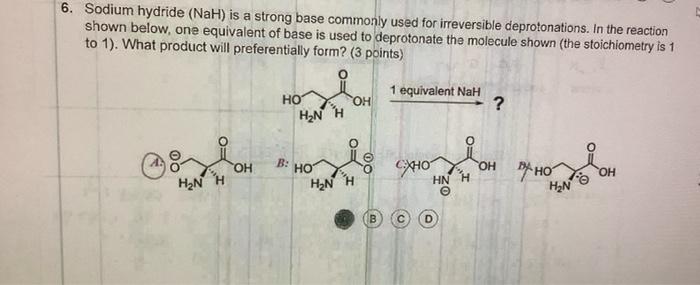 Solved Sodium hydride (NaH) is a strong base commonly used | Chegg.com